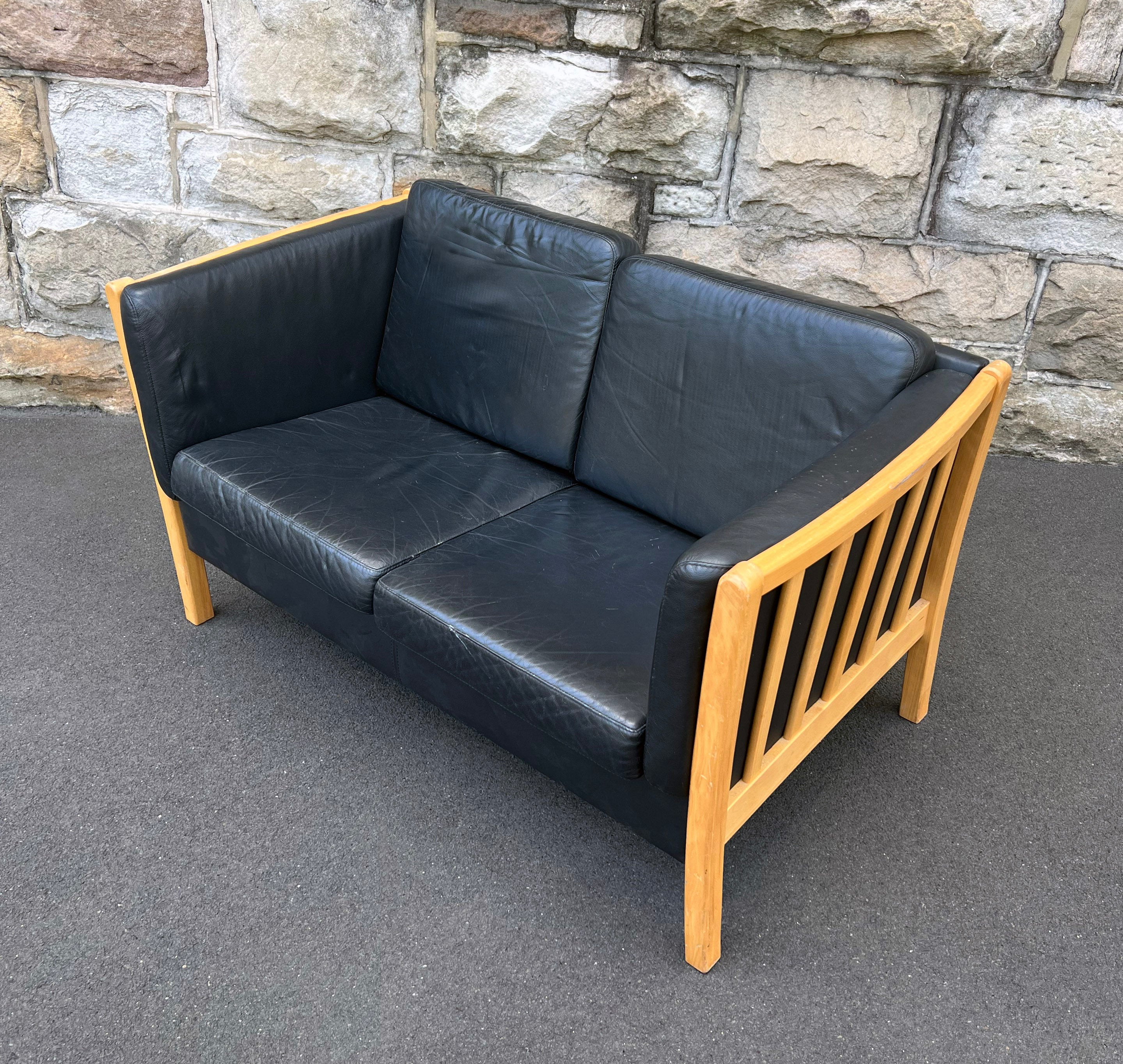 2 seat Danish black leather designer sofa | Nordic Shop – Official ...