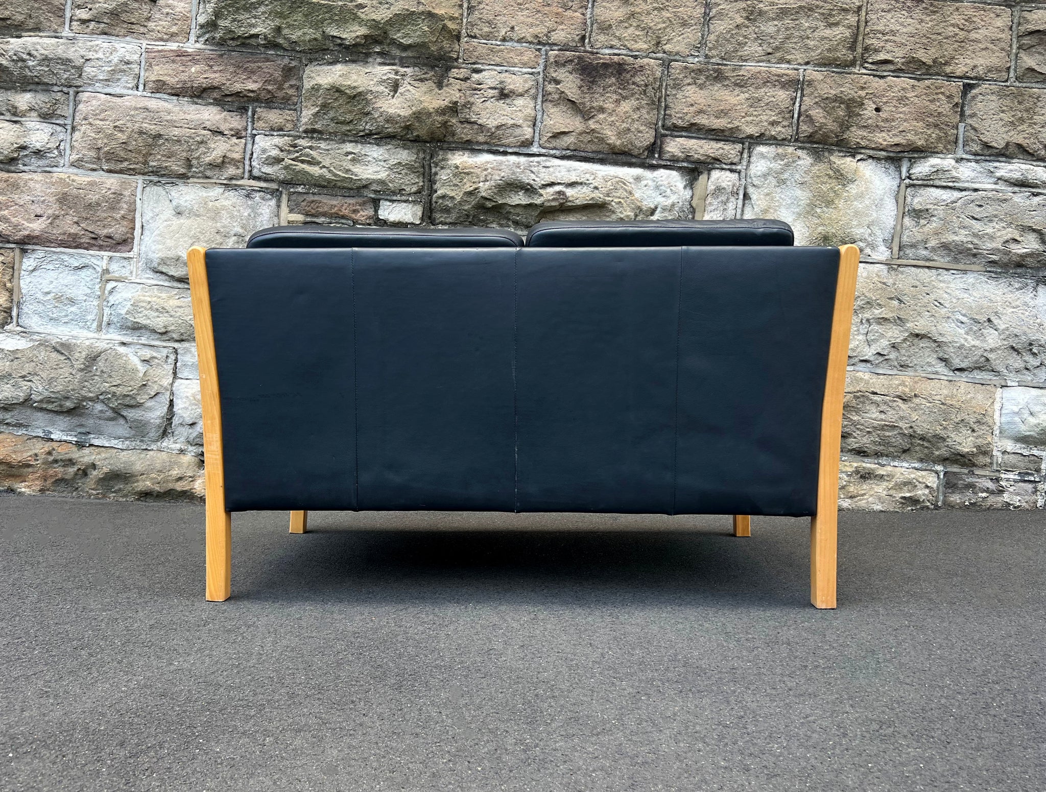 2 seat Danish black leather designer sofa | Nordic Shop – Official ...